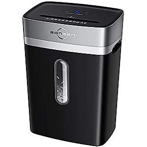 BONSEN 12-Sheet Crosscut Paper Shredder for Home Office, 52dB, P-4, Large 6-Gal Bin, 10-Min Non-Stop Running, Credit Card/Staple Shredder for Home