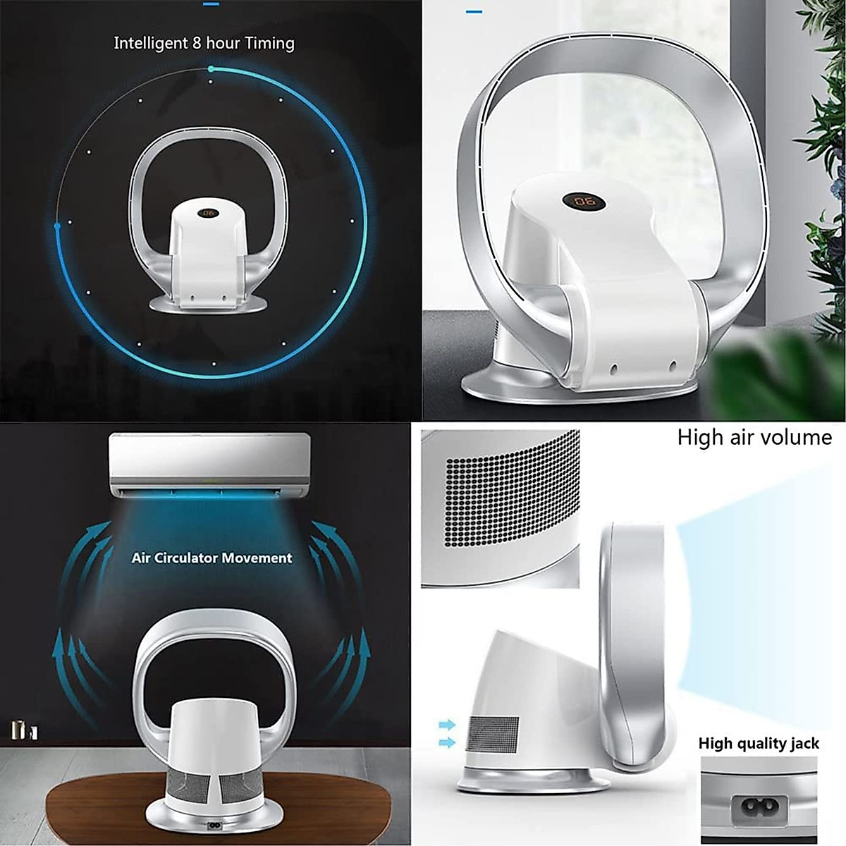 Bladeless Table Fan Cooler 14 Inch Wall Fan with Remote Control, 90° Oscillating Quiet Fan, 9 Speeds, Air Circulator Fan for Home Office Bedroom Living Room