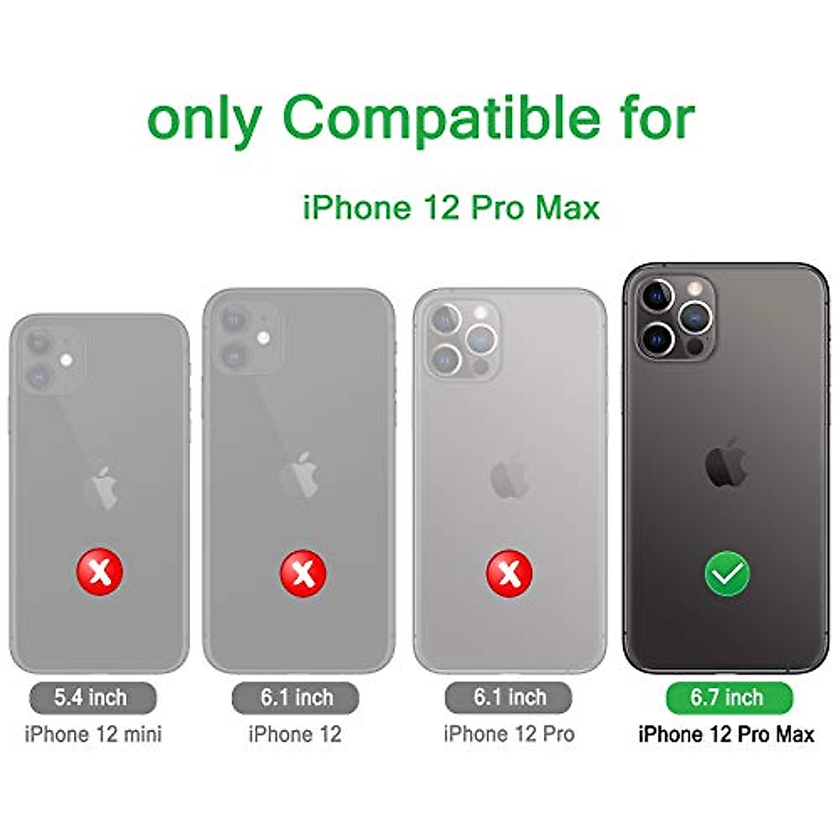 Case for iPhone 12 Pro Max Case 6.7" with 2 Screen Protector, Full Body Rugged Heavy Duty Military Grade Cover, Shockproof Drop-Proof Protection Durable Phone Case (Black)