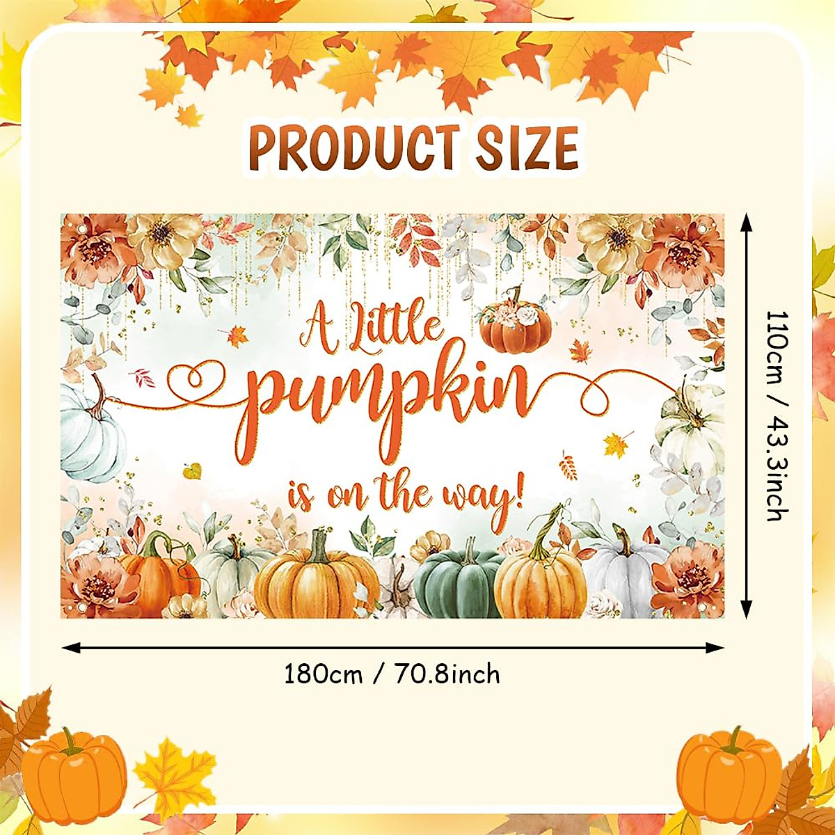 AIBIIN 102Pcs Fall Pumpkin Baby Shower Decorations Orange Little Pumpkin Balloon Garland Arch Kit with Little Pumpkin Backdrop Autumn Pumpkin Baby Shower Balloon Arch Kit Party Decorations Supplies