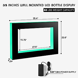 COSVALVE 3 Step Lighted Liquor Bottle Display Shelf, 16 Inch 20 Color Illuminated Bar Bottle Shelf 3-Tier Commercial Home Bar Bottle Display Drinks Acrylic Lighting Shelves with 44-Key Remote Control