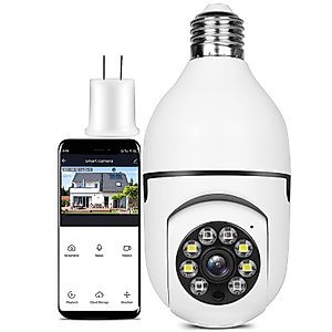 UPULTRA LIght Bulb Security Camera 1080P Wireless WIFI outdoor Home IP Camera E27 360 Degree Panoramic,Motion Detection and Alarm,Two-Way Audio,Night Vision
