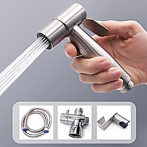 MINJING Handheld Toilet Bidet Faucet Sprayer Stainless Steel Bathroom Hand Spraye Set Self Cleaning Shower Head No Punch