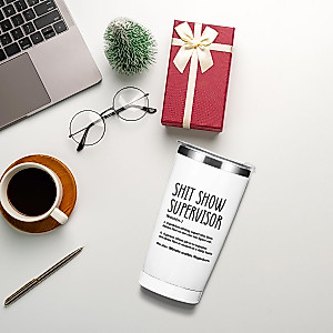 CQM Supervisor Gifts for Women Tumbler Boss Gifts Water Bottle Double Wall Travel Coffee Mug Stainless Steel Vacuum Insulated Thermal Cup Thank You Farewell Gifts for Manager Boss Birthday Christmas