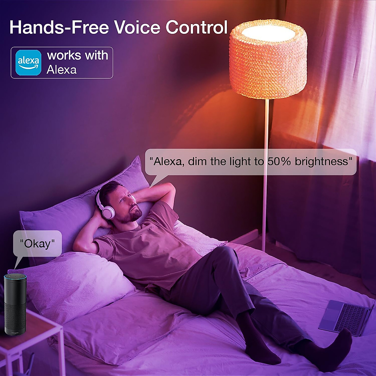 DAYBETTER 2 Pack Smart Light Bulbs, Smart Bulbs That Compatible with Alexa & Google Assistant, RGBCW Led Color Changing Light Bulbs, Dimmable A19 E26 Multicolor Led Light Bulbs, No Hub Required