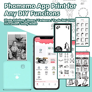 Phomemo M02Pro 300DPI Mini Pocket Printer - Bluetooth Thermal Printer, 15/25/50mm Label Maker, Compatible with iOS & Android, Wireless Photo Printer for Phone,Journal, Fun Gift, Work List -Green