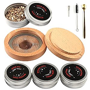 Cocktail Smoker, Equipped with 4 Boxes of Fruit-Flavored Wood Chips, Cleaning Brush, Filter, Spoon. Infuse Cocktail, Wine, Meat, Whiskey Smoking Accessories to add Wonderful Flavor to Drinks or Food