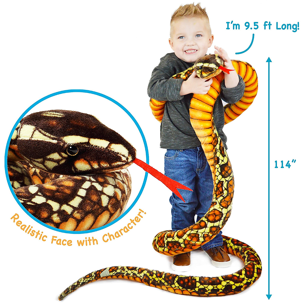 TigerHart Bernard The Brown Python - 9 5 Foot Long Stuffed Animal Plush Snake