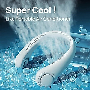 Adjustable Portable Neck Fan, 360° Surrounding Air Movement Leafless Neck Fan Wearable Personal Fan Mini Bladeless Neck Fan Hands Free Bladeless Fan Rechargeable Headphone Design USB Fan (1PC, White)