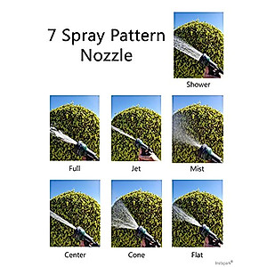 Instapark GHN-06-25 Heavy-Duty EVA Recoil Garden Hose 25ft with 7-Pattern Spray Nozzle, Green, 25 Foot