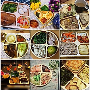 La Boos Square Dish Healthy Separation Plates, Cereals, Cegetables, Protein, Keep Health Ratio Per Meal, Lunch Plate, Dinner Dish (Square Dish)