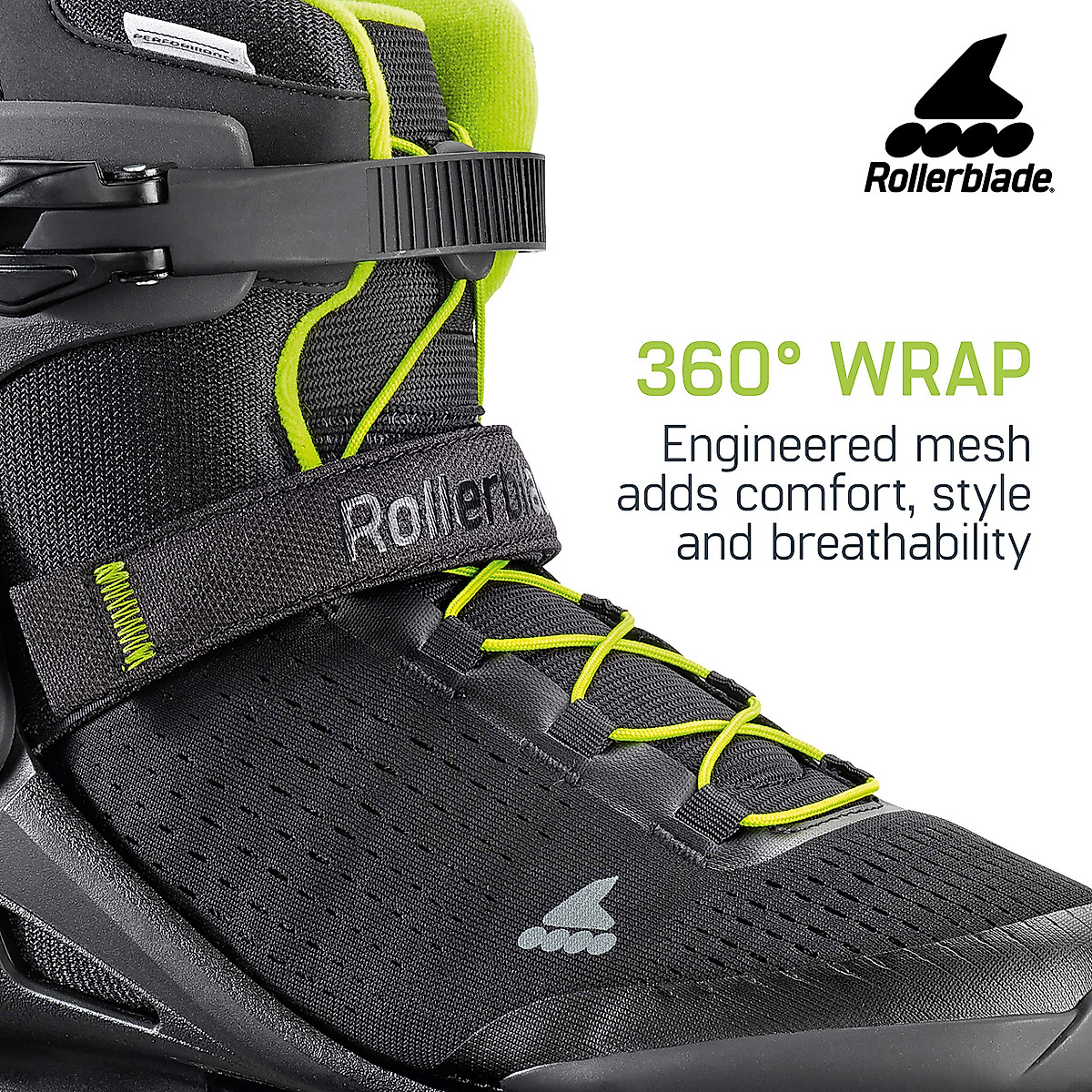 Rollerblade Zetrablade Elite Men's Adult Fitness Inline Skate, Black and Lime, Performance Inline Skates