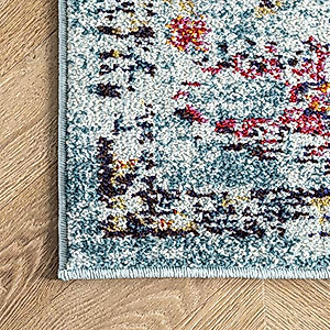 nuLOOM Veronica Vintage Distressed Runner Rug, 2' 6" x 10', Aqua