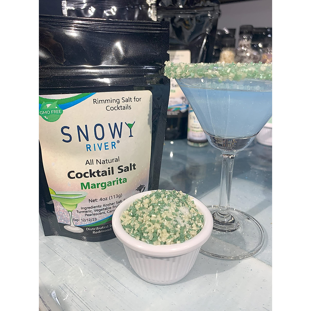 Snowy River Margarita Sugared Salt Blend - Naturally Colored Margarita Salt with Sugar hints, Margarita Rimmer, Beverage Rimmer, Cocktail Rimming Salt, Decorative Salt, Kosher (8oz Bag)