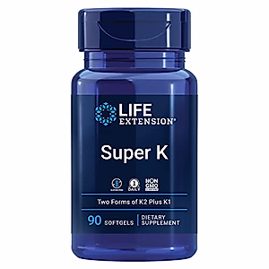 Life Extension Super K – Vitamin K1 and Two Forms of K2 for Bone, Heart, and Arterial Health - Gluten-Free, Once Daily, Non-GMO - 90 Count (Pack of 1)