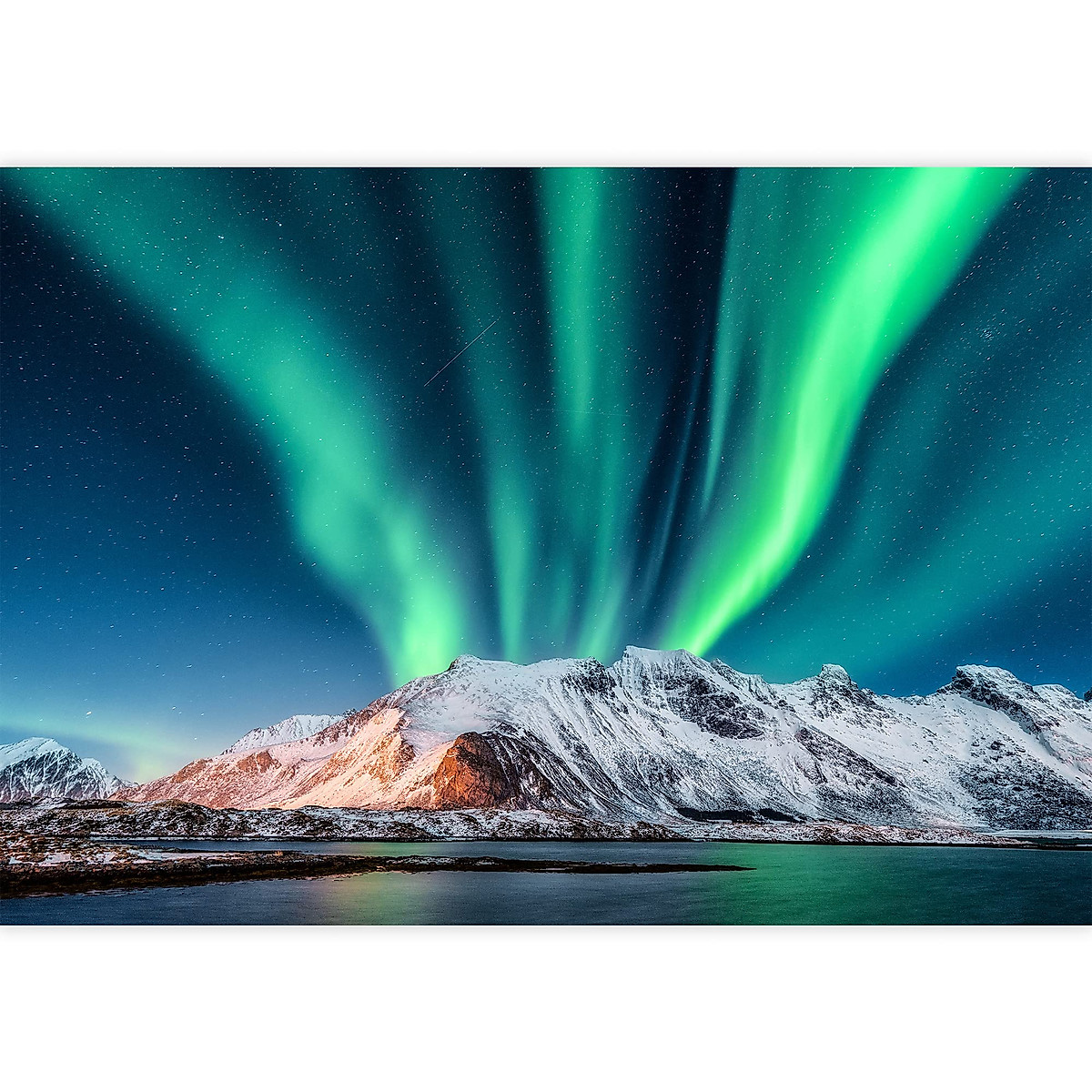 wall26 Removable Wall Sticker/Wall Mural Arctic Snow Northern Lights Space & Astronomy Fantasy & Sci-Fi Digital Art Modern Art Global Landscape Decorative for Living Room, Bedroom, Office - 66"x96"