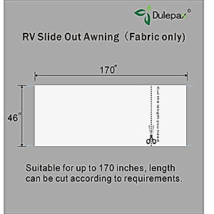 Dulepax-RV Slide Out Awning Fabric Replacement-(46" x 170.2", White- Fabric only)-Universal Slide-Topper Replacement for 5th Wheel RVs, Travel Trailers and Motorhomes…