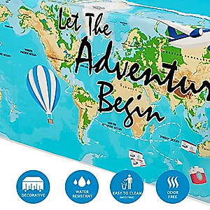 Adventure World Awaits Map Plastic Tablecloth - 2pcs 54*108" Travel Themed Table Decorations Supplies Bon Voyage Disposable Rectangle Table Cover for Baby Shower Birthday Graduation Retirement