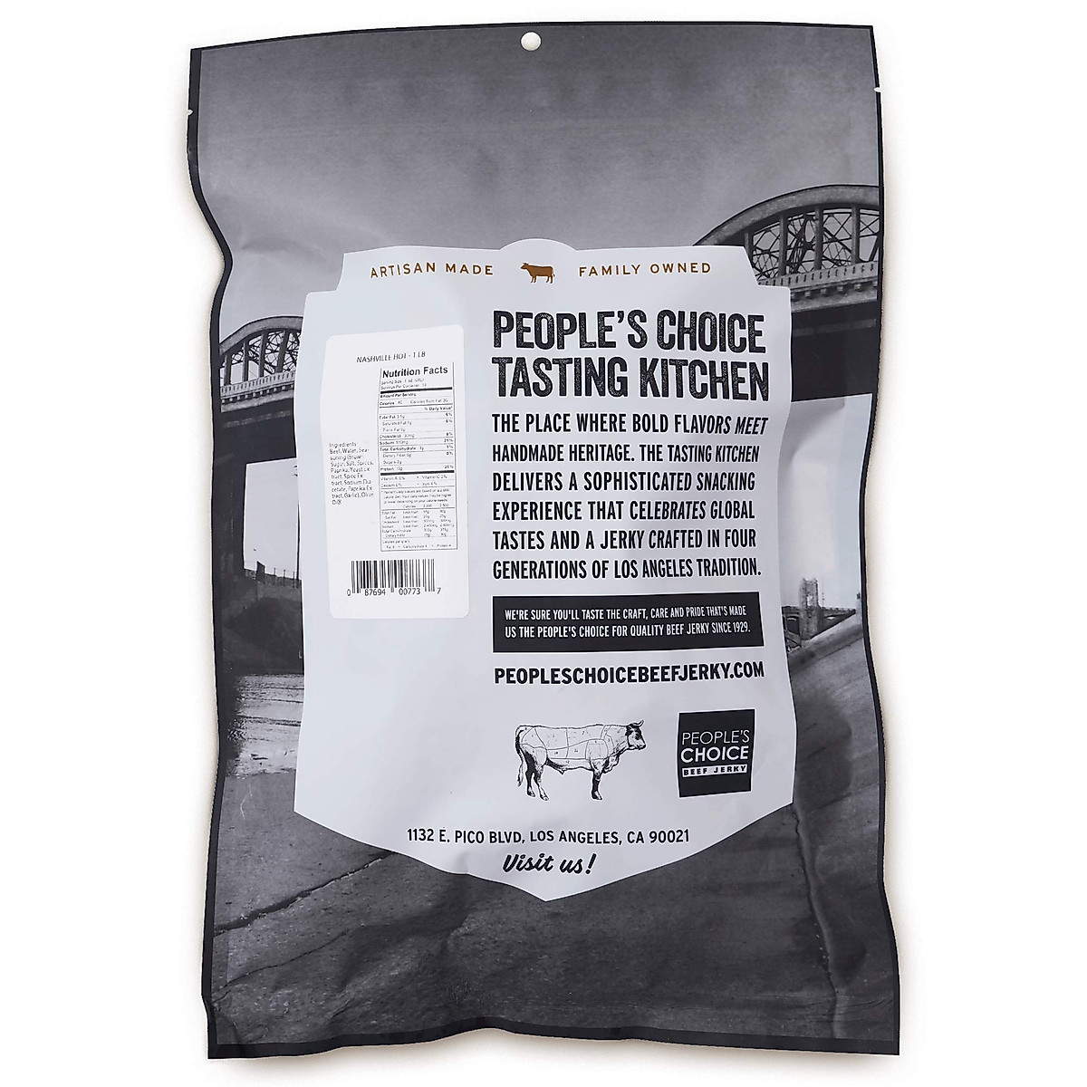 People's Choice Beef Jerky - Tasting Kitchen - Nashville Hot - Pounder of Super Spicy Jerky - Compare to World's Spiciest Heat of Carolina Reaper, Scorpion, Ghost Pepper - 1 Pound, 16 oz - 1 Bag