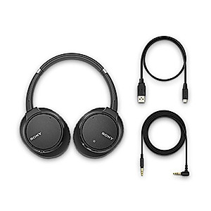 Sony Noise Cancelling Headphones WHCH700N: Wireless Bluetooth Over the Ear Headset with Mic for phone-call and Alexa voice control - Blue