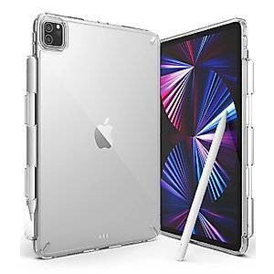 Ringke Fusion [Case + Pencil Holder] Compatible with iPad Pro 11 Inch Case (4th 2022, 3rd 2021, 2nd 2020, 1st 2018) Transparent Hard Back Shockproof Double Air Pocket Bumper - Clear