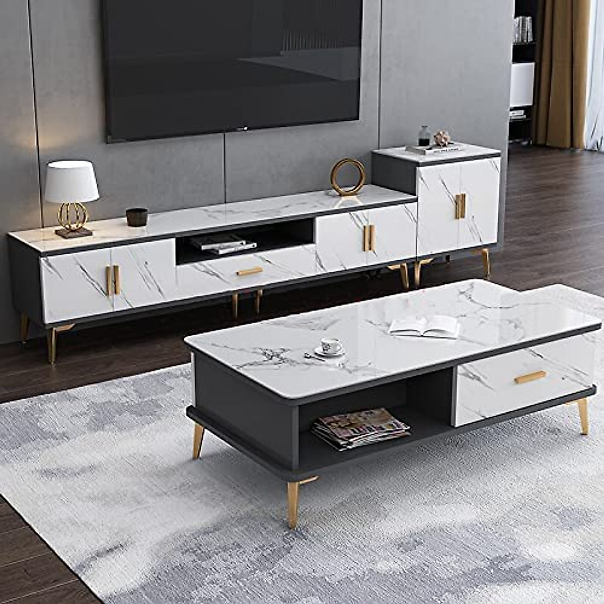 Glossy Marble Wallpaper Granite Gray/White Peel and Stick Self Adhesive Removable Waterproof Countertop Paper for Cabinet Furniture Kitchen Viny Film, 15.8″ ×118″