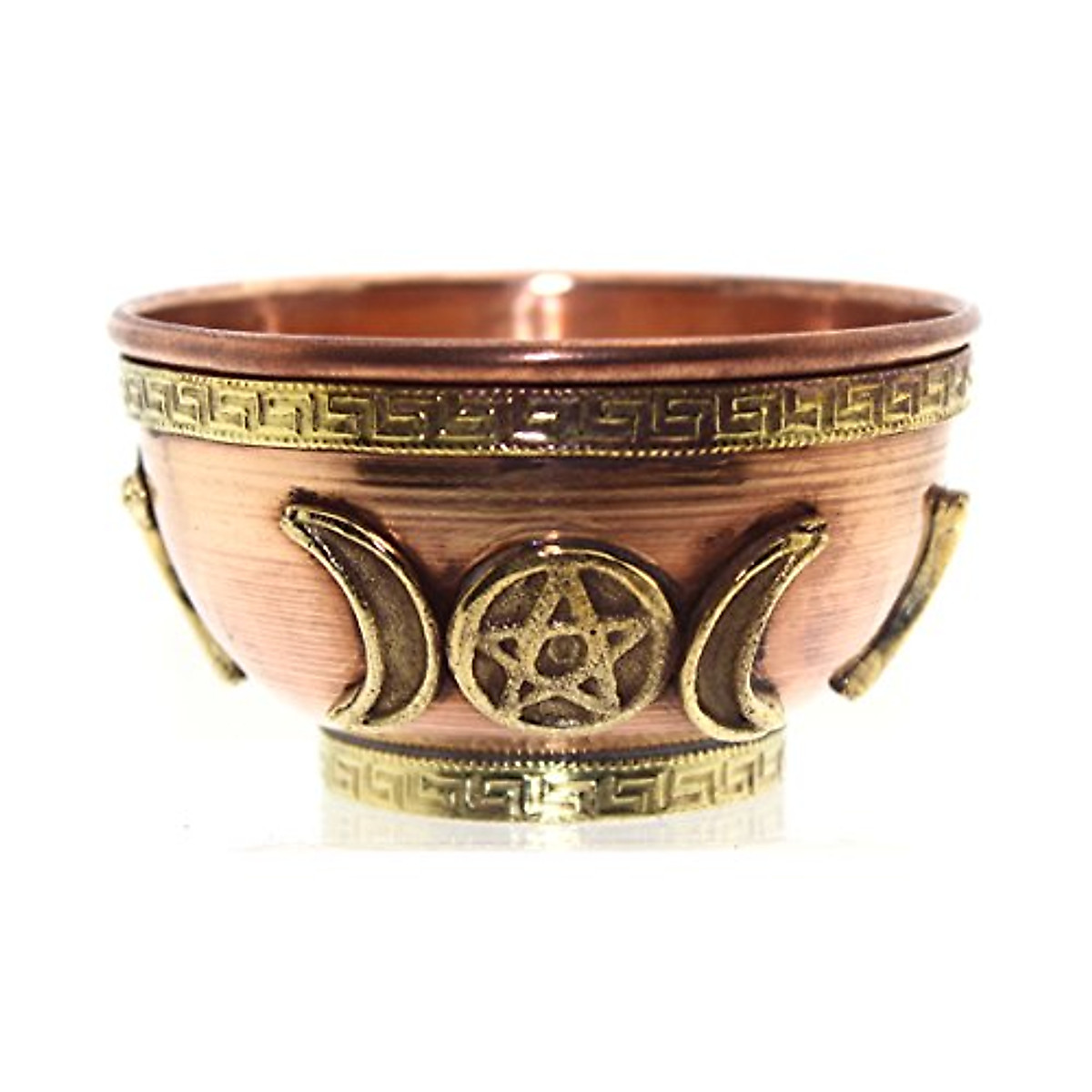 Crystalo - Copper Offering Bowl, 3 Inch Diameter, Great for Altar use, Ritual use,Incense Burner, smudging Bowl, Decoration Bowl, Offering Bowl (Triple Moon)