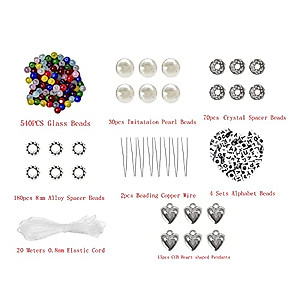 PAMIR TONG 1000pcs Glass Bead Sets for Jewelry Making Kit, 8MM Bracelets Beads Supplies,Imitative Jade Beads,Pearl Beads, Crystal Spacer Beads, Bracelet Loose Bead Sets