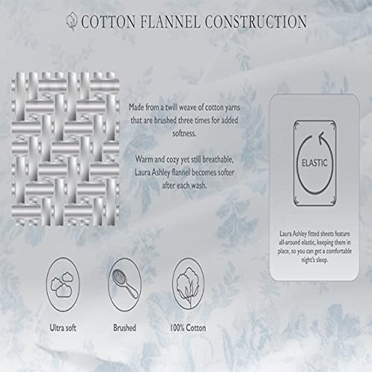 Laura Ashley Home - King Sheets, Cotton Flannel Bedding Set, Brushed for Extra Softness & Comfort (Grey, King)