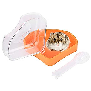 Yosoo Health Gear Corner Toilet for Hamster with Roof, Hamster Sand Bathroom with Scoop, Hamster Sandbox, Plastic Sand Bath Container, Corner Toilet Tray for Hamster Totoro Chinchilla