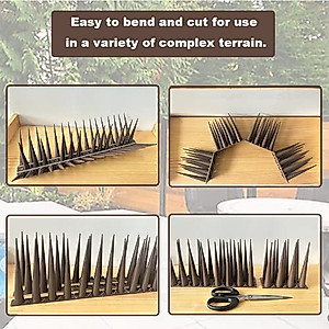 Bird Spikes 4 Inch High，Pigeon Outdoor Deterrent Spikes, Used to Keep Cats Small to Medium Sized Birds Away.Bird Plastic Fence Spikes for Railing and Roof.Away Covers 10.7 Feet(325cm), Brown