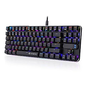 Mechanical Keyboard Wired 87 Keys RGB Gaming Keyboard Brown Switches LED-Backlit Mode Computer Game Keyboard for Office Gaming Gamer