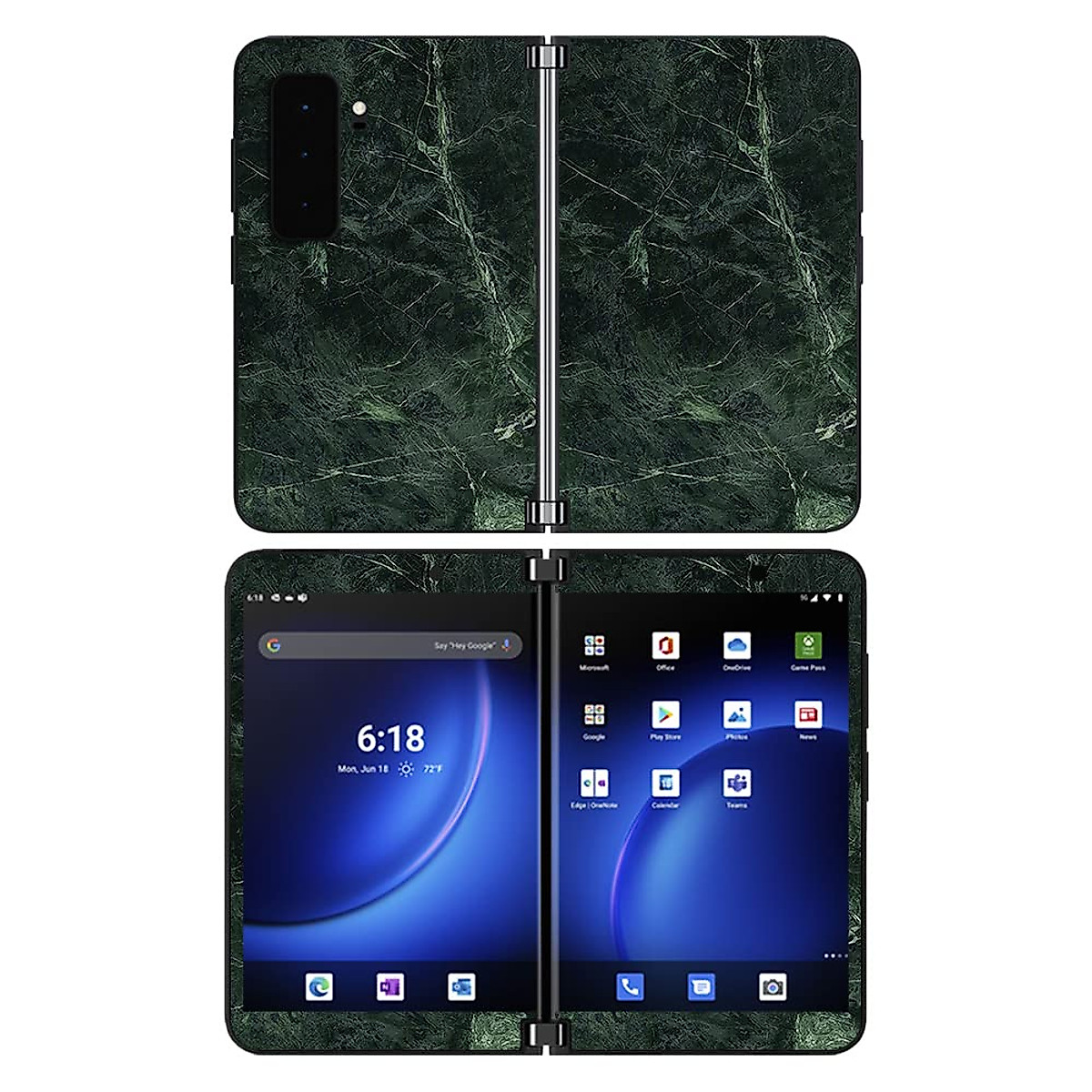 MightySkins Skin Compatible with Microsoft Surface Duo 2 - Green Marble | Protective, Durable, and Unique Vinyl Decal wrap Cover | Easy to Apply, Remove, and Change Styles | Made in The USA