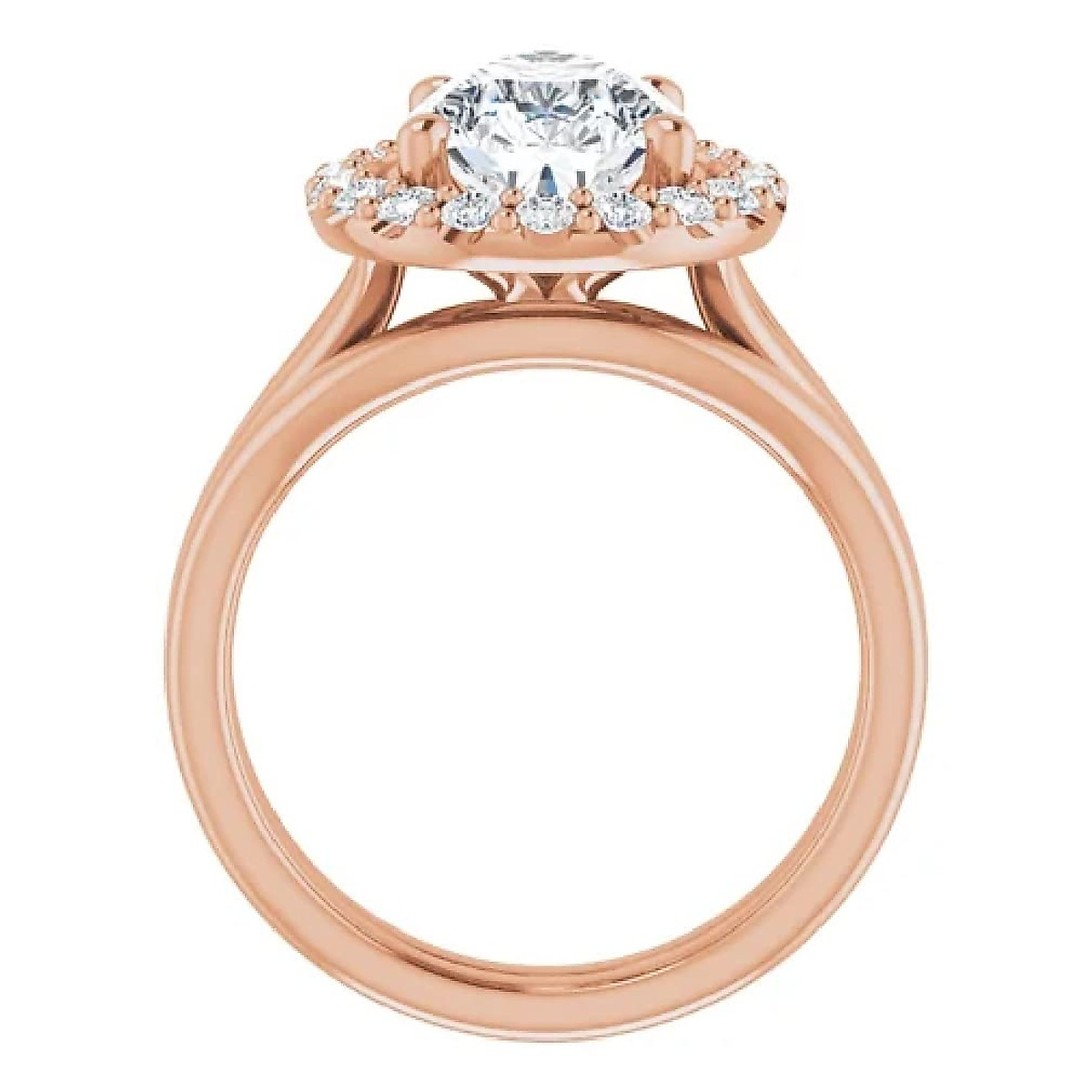 Pear Moissanite Engagement Ring Set 3 CT Handmade 10K Solid Rose Gold Rings for Women Solitaire Colorless Diamond Anniversary Halo Bridal Wedding Ring Proposal Gifts VVS1 Colorless