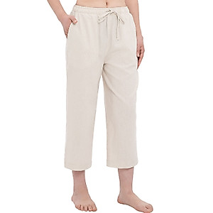 Bonnorth Womens Wide Leg Trousers for Women Golf Flowy Capri Pants for Women Boho Lounge Linen Palazzo Pants Women's Lounge Oversized Sweatpants Pants Khaki XL