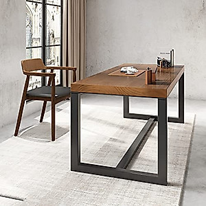 Sihtengxxhongs Solid Wood Computer Desk Modern Home Office Thick Desk 55 Inch Long Writing Table PC Workstation