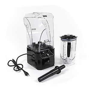 RTUSUML Professional Commercial Blender, 2200W Motor Soundproof Blender with Shield Quiet Sound Enclosure, Industries Strong and Quiet Professional-Grade Power, Self-Cleaning, Black