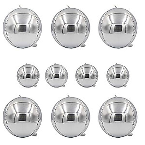 Large 22inch Silver Orbz Balloons Decorations-360 Degree Round Balloons 4D Sphere Mylar Foil for Baby Shower,Wedding,Bachelorette,Birthday Party Supplies