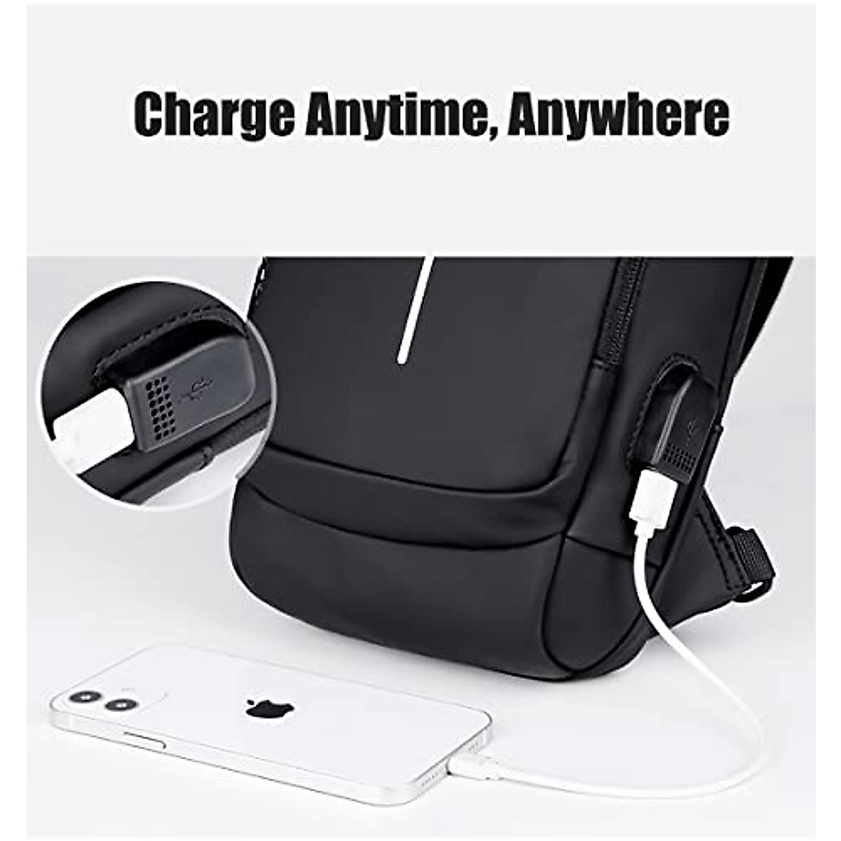 LELEBEAR USB Charging Sport Sling Anti-Theft Shoulder Bag, Sport Crossbody Bags Chest Daypack for Men (Black)