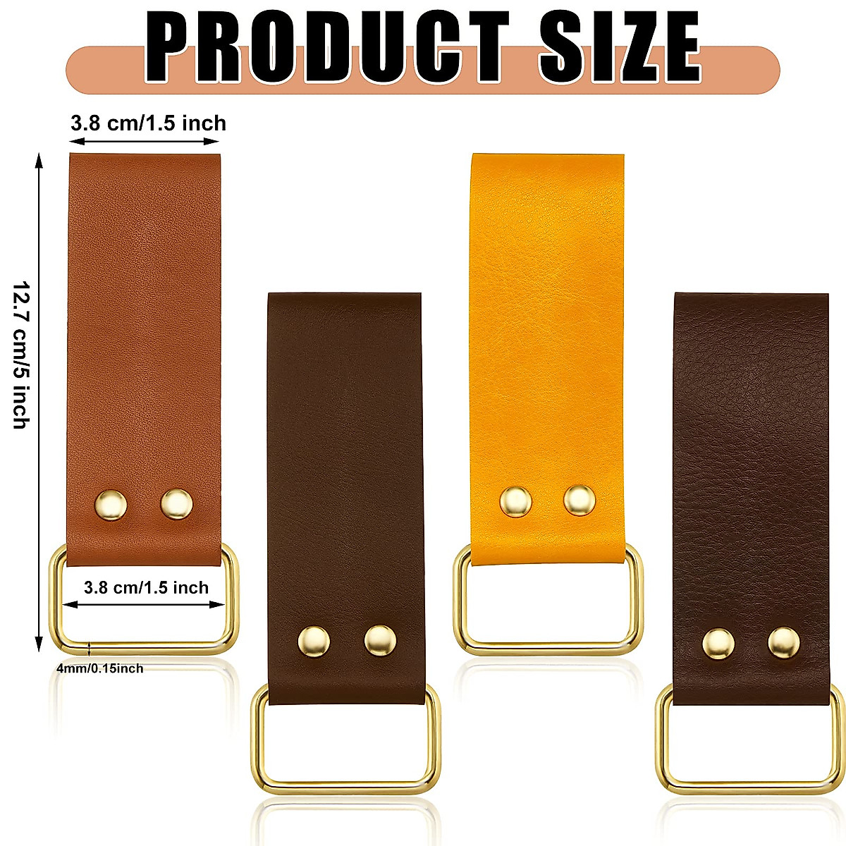 Jetec 4 Pieces Leather Belt Clip Tape Measure Clip Measuring Tape Clip Tool Belt Tape Measure Holder Drill Impact Tool Holster Tool Belt with Loops for Tape Measure, Drills, Clipped Tools