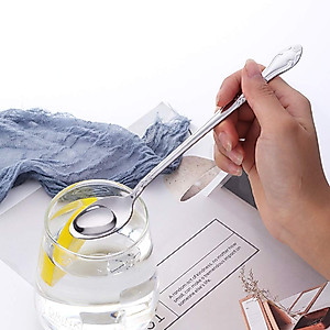 QIBOORUN Iced Tea Spoon Set for 12 Coffee Spoon 7.9 -Inch Stainless Steel Spoon Set Ice Cream Spoon Long Spoon Dessert Spoon Milkshake Spoon, Silver