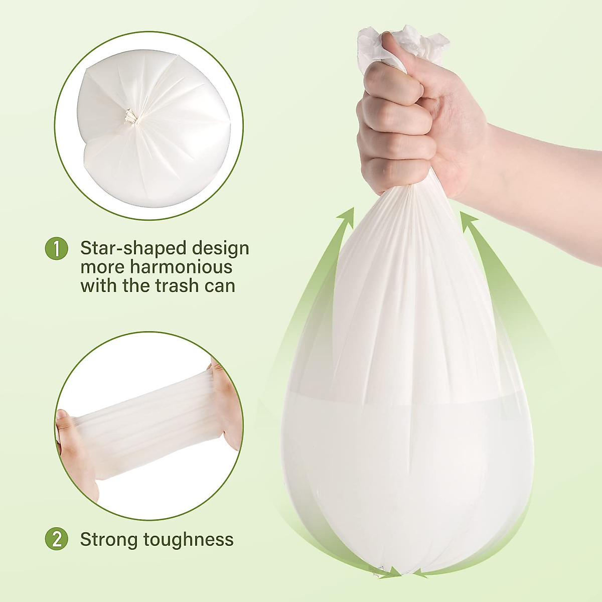 Biodegradable trash bags, 2.6 Gallon, 100% Compostable garbage bags wastebasket liners bags for kitchen bathroom office garden,US BPI ASTM D6400 and Europe OK Compost Home Certified