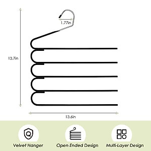 Velvet Hanger for Pants Space Saving Hanger- Multi Layer Jeans Trouser Hanger,Myfolrena Open Ended Hanger for Pants Multiple Hangers Closet Organizer for Scarf Jeans Leggings(3-Pack)