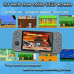 Joseky X20 Handheld Game Console - Support External Handles and Built-in 1000+ Classic Games, Two-Player Mode TV HD Output 5.1-inch Large-Screen Multi-Function Game Console (Black)