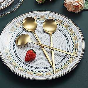 Matt Gold Dinner Spoons 6 Piece, 8.1'' Stainless Steel Tablespoons, Soup Spoons, Dessert Spoons, Spoons Silverware for Home, Kitchen or Restauran,Dishwasher Safe