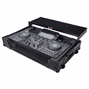 ProX XS-XDJRX3WLTBL ATA Flight Case For Pioneer DDJ-REV5 XDJ-RX3 DJ Controller w/Laptop Shelf, 1U Rack Space & Wheels Black