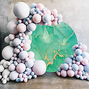 AWERT Polyester Diameter 6.5ft Round Marble Backdrop Green Marble Gold Texture Abstractism Photography Background Birthday Party Wedding Bridal Shower Photo Booth Decoration Props