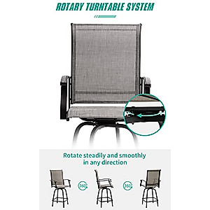 JINLLY Outdoor Swivel Bar Stools Set of 4, Patio Height Bar Stool Chairs with Metal Frame and Textilene Fabric, 30 Inch Garden Counter Height Swivel Bistro High Barstools, Grey