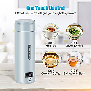 Small Portable Electric Kettle, Travel Mini Electric Tea Kettle, Personal One Cup Hot Water Boiler, 3-in-1 Portable Water Boiler Kettle (Blue)