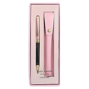 Kate Spade New York Stylus Pen for Touch Screens, Metal Ballpoint Pen with Black Ink and Storage Pouch, Colorblock